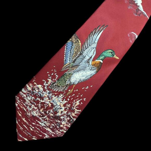 Accessories | Ducks Unlimited Mallard Duck 10 Imported Silk Red Mens ...